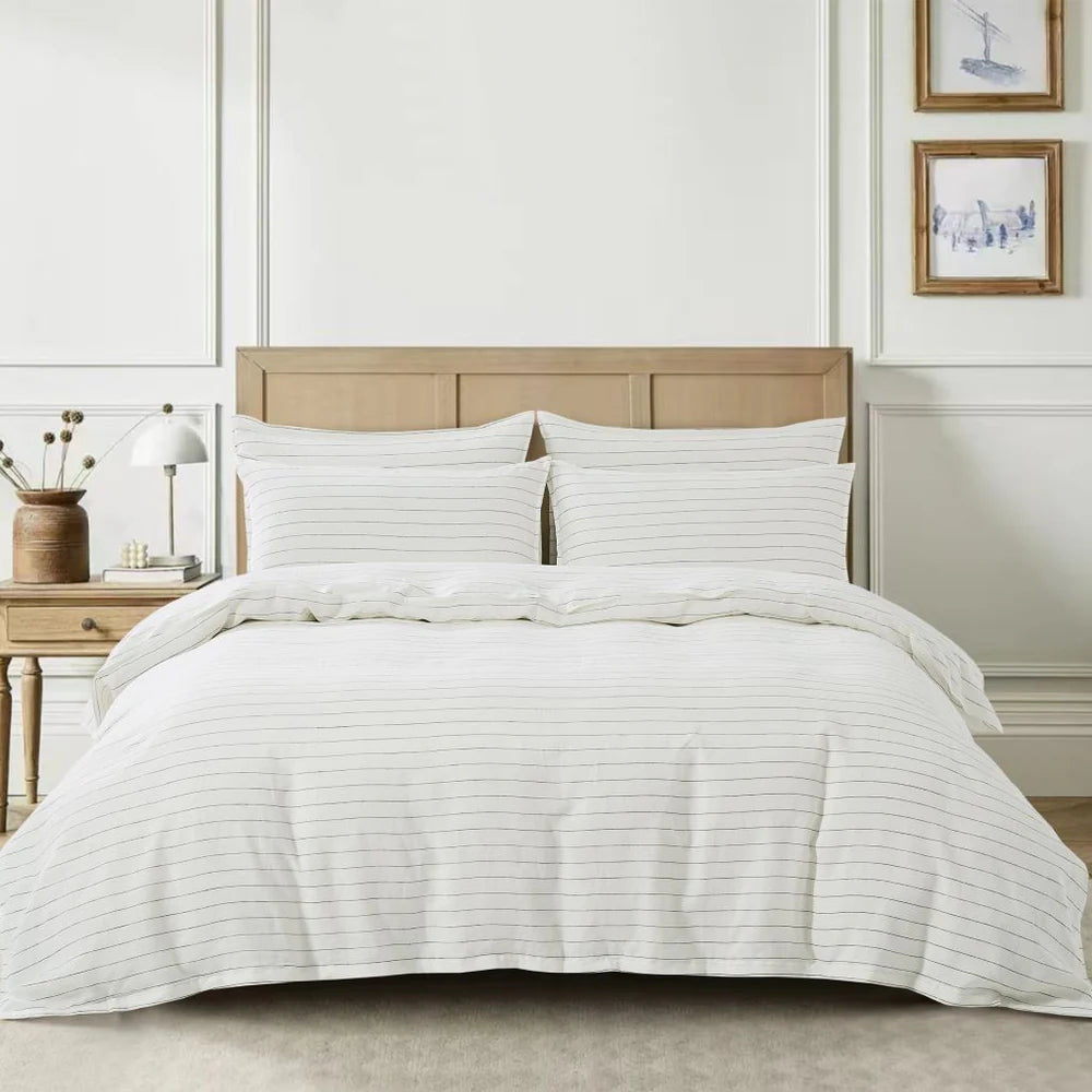 Linen Pinstripe Duvet Cover Set – Sweet Dreams Boutique